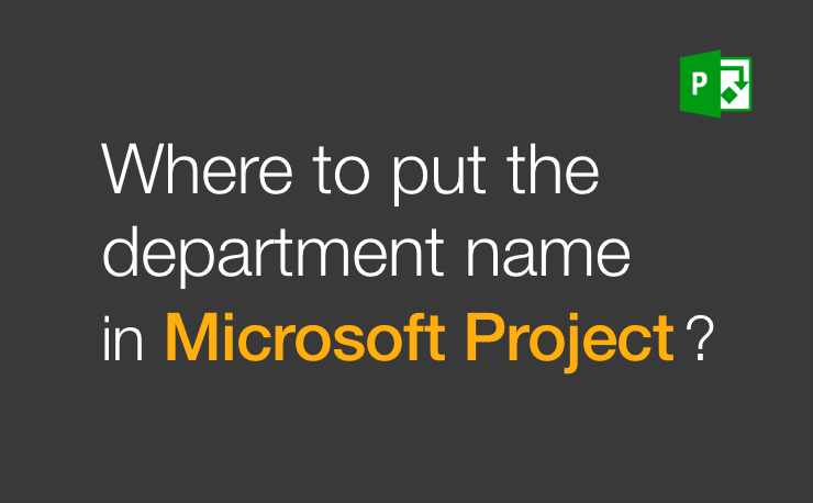 Where Should You Enter The Department Name In MS Project Two Options