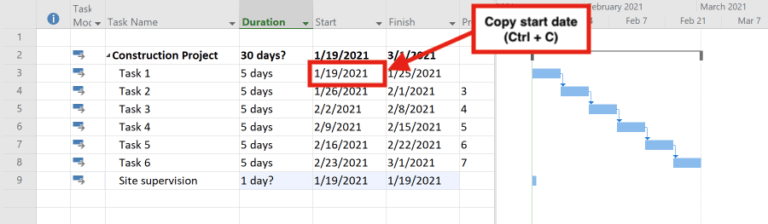Making the duration of a task dependent on another task (in Microsoft ...