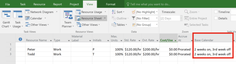 Two weeks on, one week off: Using Custom Calendars in Microsoft Project ...