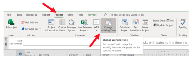 How to set up a 7 day work week in Microsoft Project – Tactical Project ...