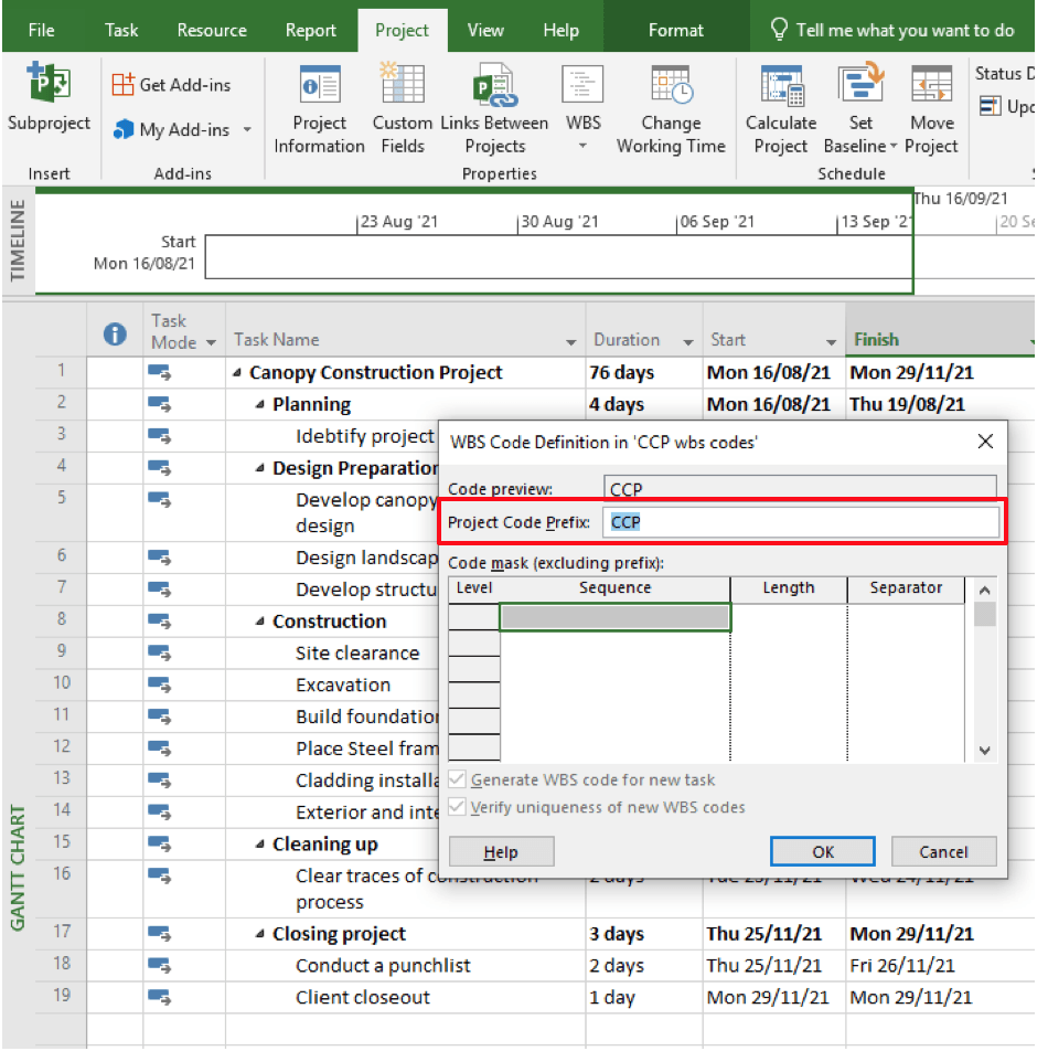 Microsoft Project And WBS Codes How To Enter WBS Codes In Project
