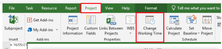 How To Make Saturday A Working Day in Microsoft Project – Tactical ...